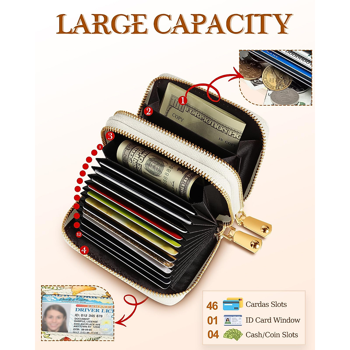 Miss Adola Credit Card Wallet for Women RFID Blocking Leather Card Wallet Organizer for Ladies Girls Female Aesthetic Cute Wallet with Card Slots Coin Cash Zipper Purse & ID Window, Moon Mushroom