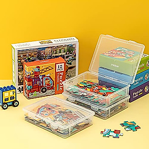 Kingrol 12 Pack Clear Plastic Storage Containers with Lids, 8 x 5 x 1.75 Inch Empty Hinged Boxes, Stackable Organizer Boxes for Home, Office, Craft Supplies