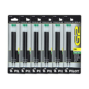 PILOT G2, Dr. Grip Gel/Ltd, ExecuGel G6, Q7 Rollerball Gel Ink Pen Refills, 0.7mm, Fine Point, Blue Ink, Pack of 12