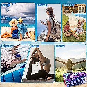 2 Pack Microfiber Oversized Lightweight Beach Towel 71"x32" XL Extra Large Thin Sand Free Towels Travel Swim Pool Yoga Gym Camping for Adults Women Men Beach Essentials Accessories Vacation Gift