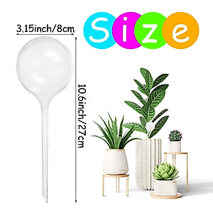 Jgalnim 10 PCS Large Clear Plastic Watering Globes,Plant Self-Watering Bulbs,Flower Automatic Water Device,Garden Waterer for Plant Indoor Outdoor Plants Flowers