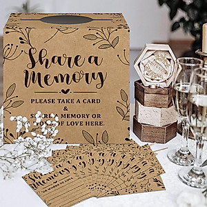 Memory Cards for Collections of Life, Kraft Share a Memory Cards with Box, Memory Cards Box for Guest Card Ideas Funeral Graduation Wedding Bridal Shower Baby Shower Birthday Anniversary Retirement