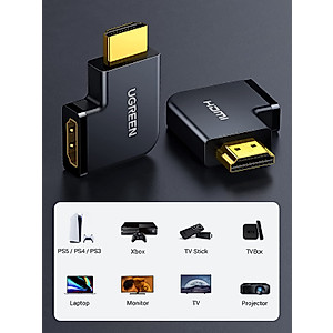 Ugreen 2Pack High Speed HDMI Port Saver Male to Female Adapter Right Angled 90 and 270 Degree
