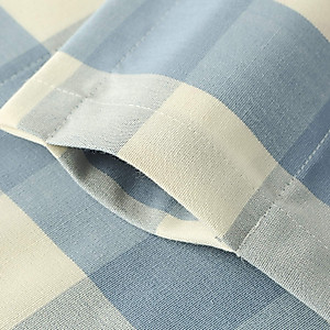 VOGOL Buffalo Check Valance for Windows, Blue and White Kitchen Garden Farmhouse Valance 18 Inch Long Rod Pocket Valance for Small Windows, One Panel