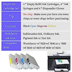 802XL 802 T802 Sublimation Ink Cartridges No Chip 812 812XL T812XL Replacement Refillable Ink Cartridges Without Chip & Ink for WF-7820 WF-7830 WF-7840 WF-7310 WF-7835 WF-7845 EC-C7000 Printers