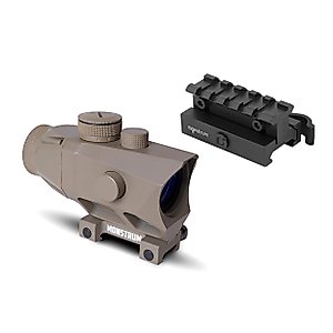 Monstrum P332 Raven 3X Prism Scope | Flat Dark Earth | 5 Slot Adjustable Height Riser Mount | Bundle…