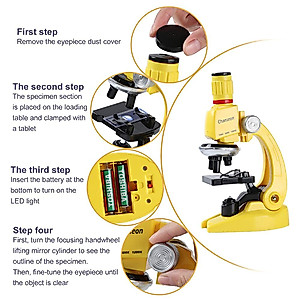 100x-1200x Kids Microscope Kit with Slides, Smartphone Adapter and Accessory Kit,Early Education Toy for Child