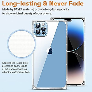 iDLike Square Case for iPhone 14 Pro Max, Clear Phone Case with Reinforced Square Shape Corners,Soft TPU Protective Shockproof Cover for iPhone 14 Pro Max 6.7",HD Clear
