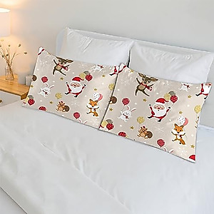 Santa Claus Balloon Satin Pillow Cases Silk Satin Pillowcase for Hair and Skin Standard Set of 2 Super Soft Silk Pillowcase with Envelope Closure (20x26 in)