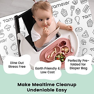 Disposable Splat Mat for Under High Chair - Tameler 30 Pack 35'' x 43'' High Chair Floor Mats for Babies, Waterproof Splash Mats, Disposable Placemats for Home & Restaurant, Baby Led Weaning Supplies