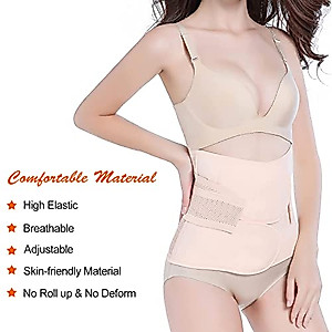 Postpartum Belly Band,C Section Belly Binder Wrap,Abdominal Binder Post Surgery Girdle,Tummy Tuck Postpartum Essentials Waist Trainer Nude