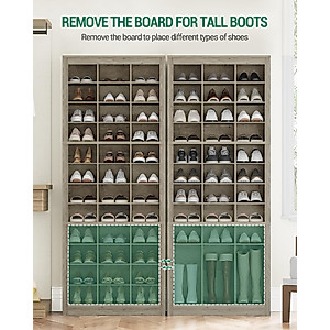 Hzuaneri Shoe Storage Cabinet, 36 Pairs Free Standing Closet Organizer, 8.8 inch Widened Cell Wood Shoe Organizer, 12 Tiers Vertical Space Saving Shoe Rack for Entryway, Bedroom, Greige SR20705B