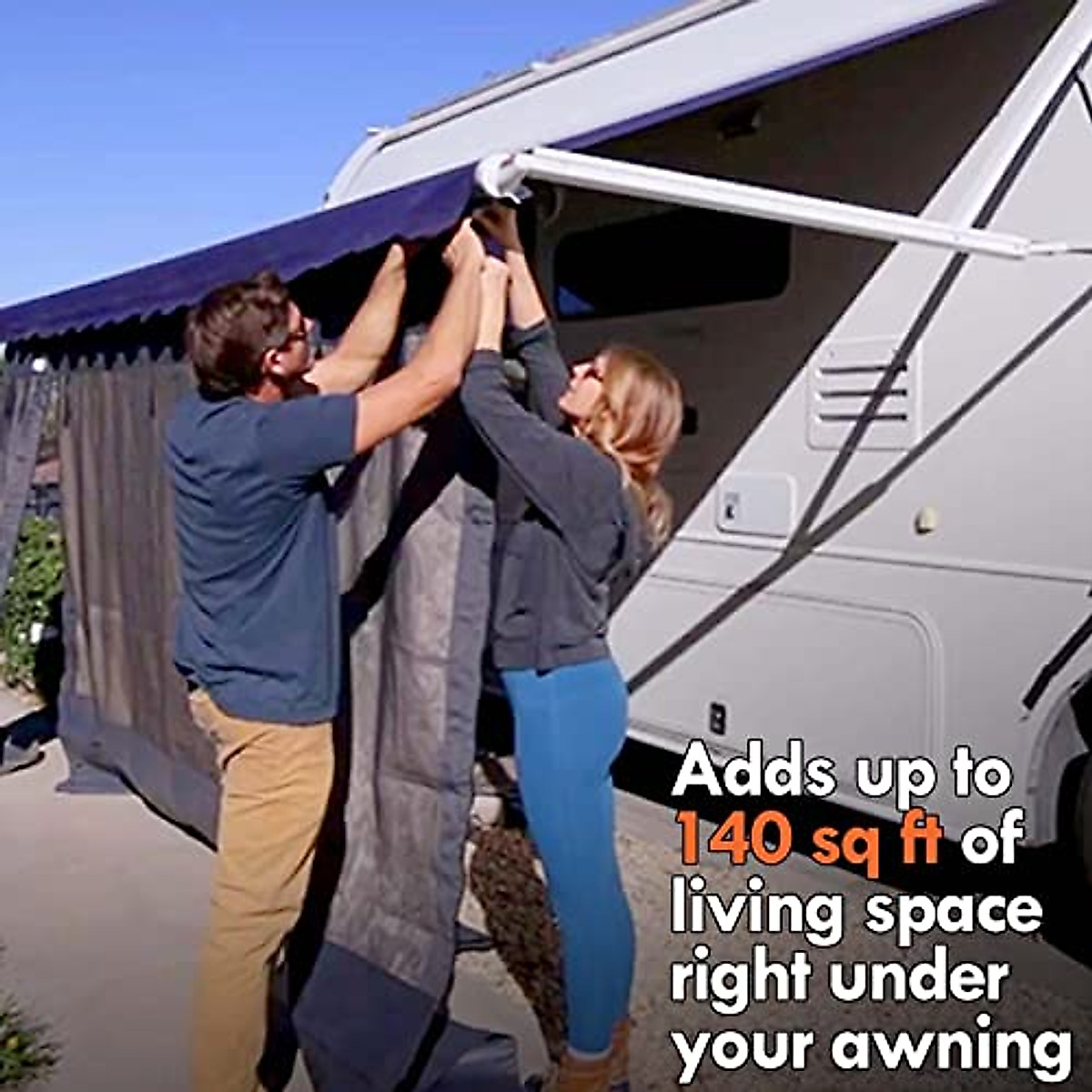 ShadePro - Villa RV Awning Screen Room - Add Room for Your Family Under Your RV Awning - Camper Screen Room for RV Patio or Porch Enclosure - Size 18 feet