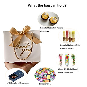 TKSBAG White Gift Bags, 50 Pack Small Thank You Gift Bags with Handles, 5.5''x 2.5''x4.7'' Mini Gift Paper Bags Bulk for Baby Shower, Birthday, Wedding, Party Favors