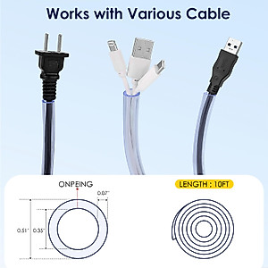 WEDAWN Dog and Cat Cord Protector from Pets No-Chew Solution, Pet Wire Flexible Cable Sleeve 10ft/2mm Thick, 1/2in Diameter Wire Protector Tubing for Cord, Cable Cover for USB Charger,Odorless,2Pack