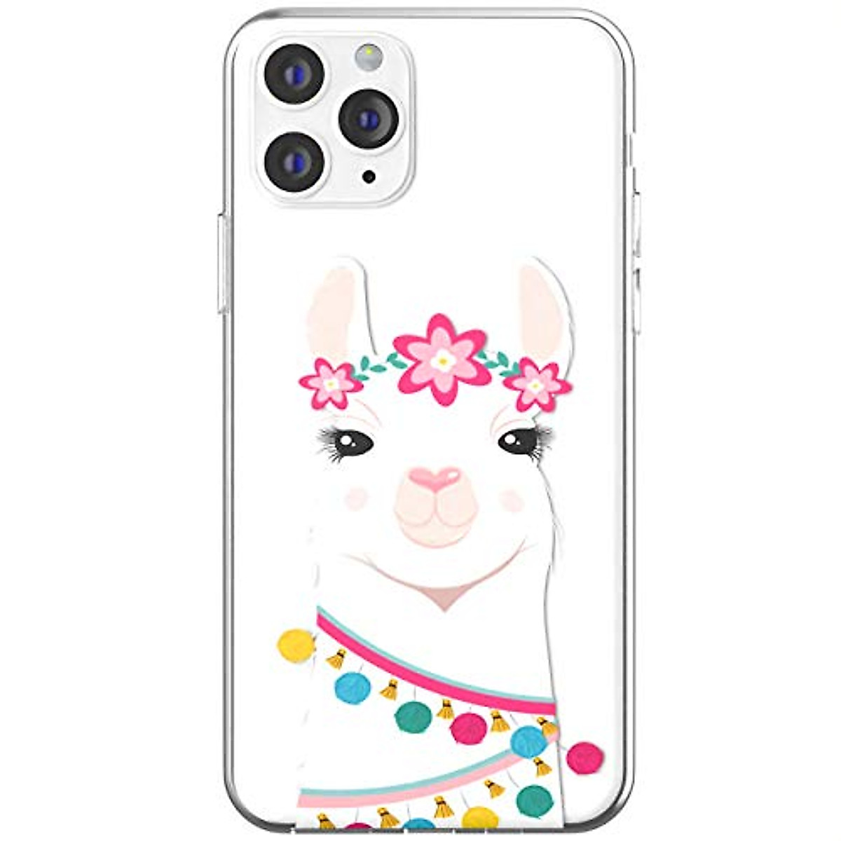 Toik Slim TPU Case for Apple iPhone 11 Pro Xs Max Xr 10 X 8 Plus 7 6s 5s SE Cover Design Silicone Cute Women Protective Girls Cartoon Lightweight Flexible Gift Print Alpaca Clear Llama Kawaii