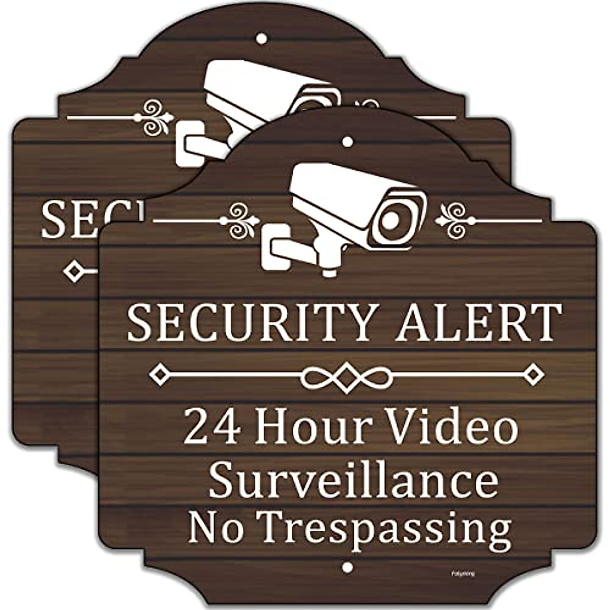 2 Pack Security Alert 24 Hour Video Surveillance Signs No Trespassing Signs 12 x 12 Inches CCTV Camera Warning Safety Signs Metal Reflective Sturdy Rust Aluminum Waterproof Easy to Install