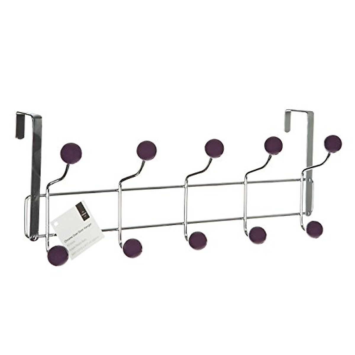 Premier Housewares 509733 Coat Hooks/Over Door Hanger/Over Door Coat Hooks/Door Hanger - 10 Hooks,Purple,H17 x W41 x D12cm