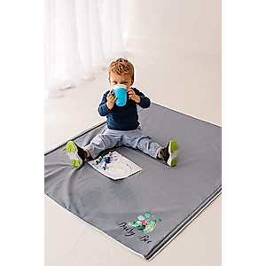 Easy Clean Up Pourable Splat Mat for Under High Chair, Waterproof Spill Mat Washable Non-Slip Floor Protector Splash Mat