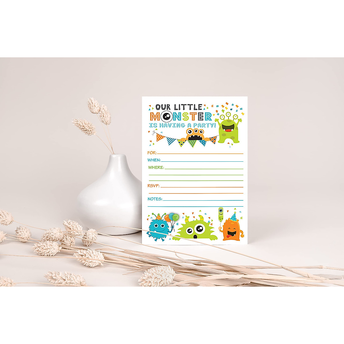 Your Main Event Prints Monster Birthday Invitations - Little Monster Birthday Party Invites - 20 Fill-In Monster Party Invitations With White Envelopes