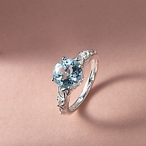 Sky Blue White Topaz November Birthstone Ring for Women 925 Sterling Silver Jewelry Size 10 Ct 2 Birthday Gifts for Women