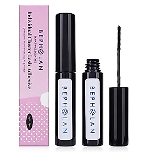 BEPHOLAN Cluster Lash Glue, Strong Hold for Individual Cluster Lashes, Last for 48-72 Hours, Black Eyelash Adhesive, Latex Free, Suitable for Sensitive Eyes, Mirco Mascara Wand,0.176 oz