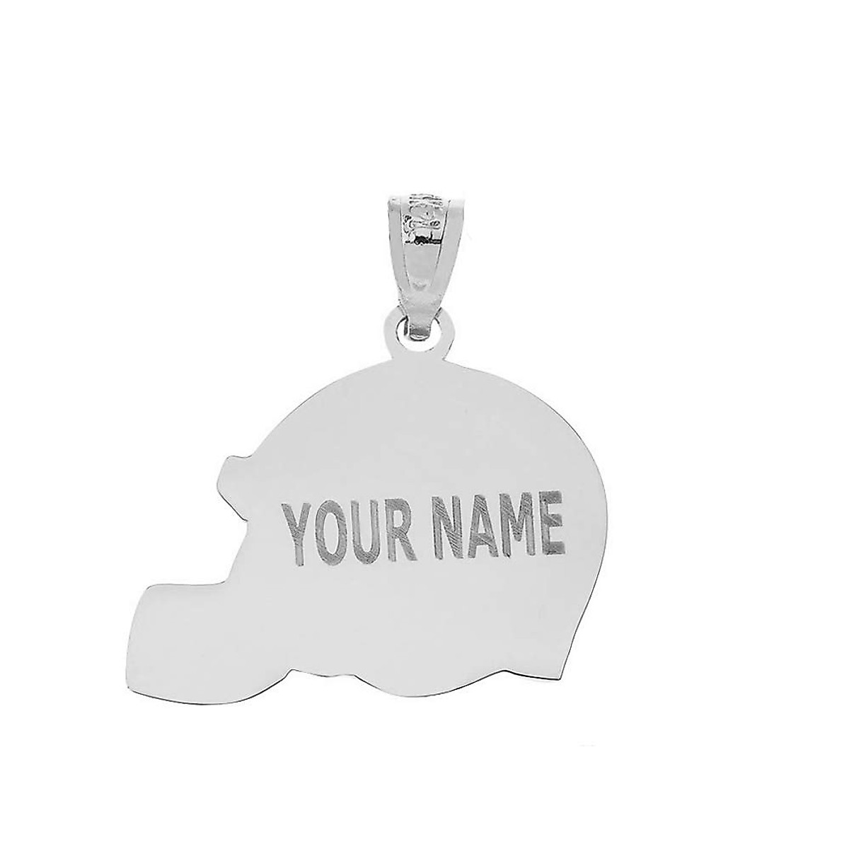 Fine .925 Sterling Silver Football Helmet Pendant - Choice of Number (Front) & Name (Back)