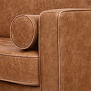 sgzyl Rivet Mid-Century Leather Sofa Couch, 86.6" W
