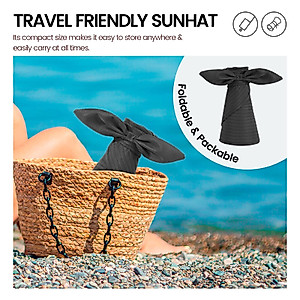 Simplicity Black Sun Hat 2 in 1 UPF 50+ Sun Protective Beach Visor Hat Garden Hats for Women Black