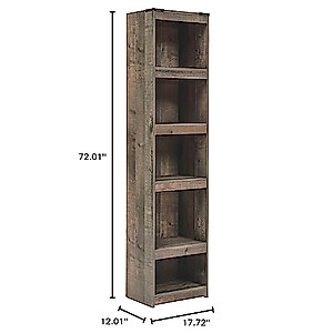 Signature Design by Ashley Trinell Rustic Entertainment Center Pier Bookcase with 3 Adjustable Shelves, Natural Brown