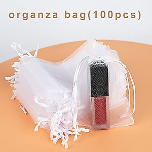 LANXINGYAN 100pcs White Organza bags 3.5x4.7 Inches Sheer Organza Bags Small Mesh Bags Jewelry Candy Wedding Party Bags (3.5x4.7"White)…