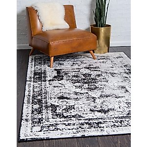 Unique Loom Sofia Collection Area Rug - Salle Garnier (7' 10" x 10' Rectangle, Black/ Ivory)