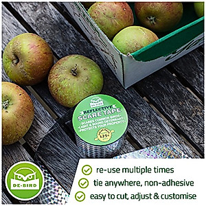 De-Bird: Scare Tape - Reflective Tape Outdoor to Keep Away Woodpecker, Pigeon, Grackles, and More. Stops Damage, Roosting, and Mess (350ft Roll)