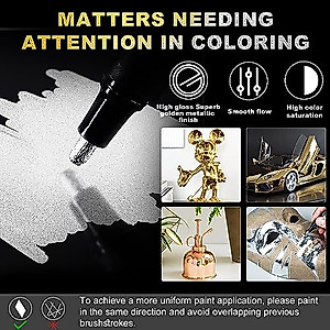 shirylzee 9Pcs Mirror Chrome Markers,Silver & Gold & Rose Permanent Chrome Marker Pens,Waterproof Reflective Gloss Metallic Markers for Repairing, Model Painting,Marking or DIY Art Projects