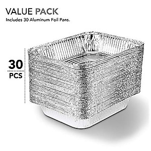 Aluminum Pans 9x13 Disposable Foil Pans (30 Pack) - Half Size Steam Table Deep Pans - Tin Foil Pans Great for Cooking, Heating, Storing, Prepping Food