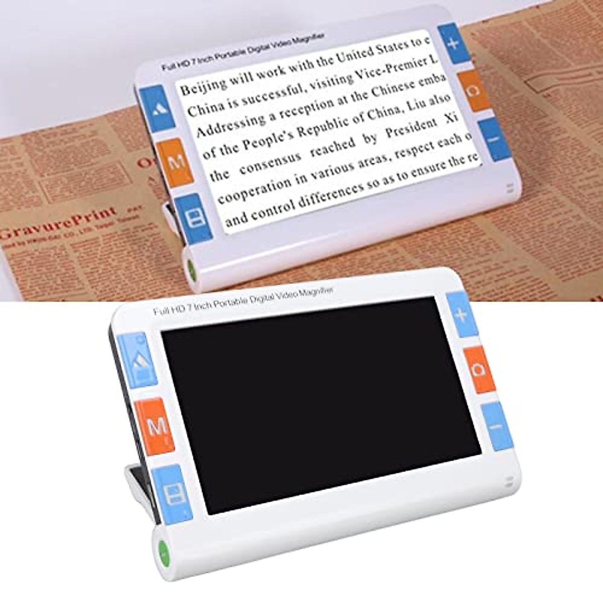 Portable Video Magnifier, 7.0in Handheld Autofocus Dual Lens Digital Magnifier,2X to 32X Magnification 26 Color Modes Reading Aids,Electronic Video Magnifier for Reading Books(White)