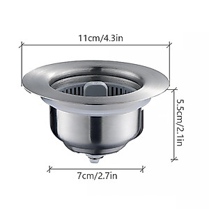 KUNMNGF Kitchen Sink Stopper,Sink Stopper,Sink Drain Stopper,Sink Stopper Kitchen Drain,Household Kitchen Sink Strainer Basket Strainer, Bathtub Sink Strainer Basket, for Kitchen, Bathroom, Silver