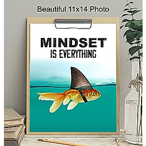 Motivational Wall Art Posters for Home, Office - Mindset is Everything - LARGE 11X14 - Inspirational Gifts for Men, Students - Entrepreneur Wall Art Decor - Uplifting Self-Improvement Positive Quotes