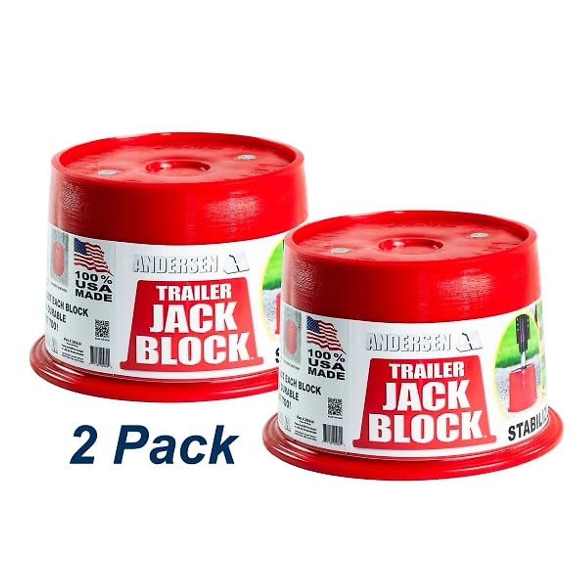 Andersen Hitches 3608 x2 | Trailer Jack Block with Magnets | Camper, RV Jack | Stabilize Your RV, Trailer, Camper - Eliminate Sway | Andersen Bumper Stickers Included