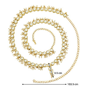 Aheli Indian Traditional Ethnic Faux Stone Beaded Waist Chain Jewelry Kamarband Patta Womens Belly Chain Sari Saree Belt