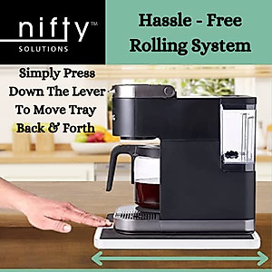 Nifty Small & Large Appliance Rolling Tray - Black, Home Kitchen Counter Organizer, Integrated Rolling System, Non-Slip Pad Top for Coffee Maker, Stand Mixer, Blender, Toaster