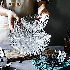 ZOOFOX Set of 4 Salad Bowls, Acrylic Mixing and Serving Bowls for Fruit, Salad, Popcorn, Chips, Dips, Condiments, Party Snack and More