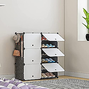 Aeitc Shoe Rack Organizer Shoe Organizer Shoe Storage Cabinet Narrow Standing Stackable Space Saver Shoe Rack (24 pairs, White Door)