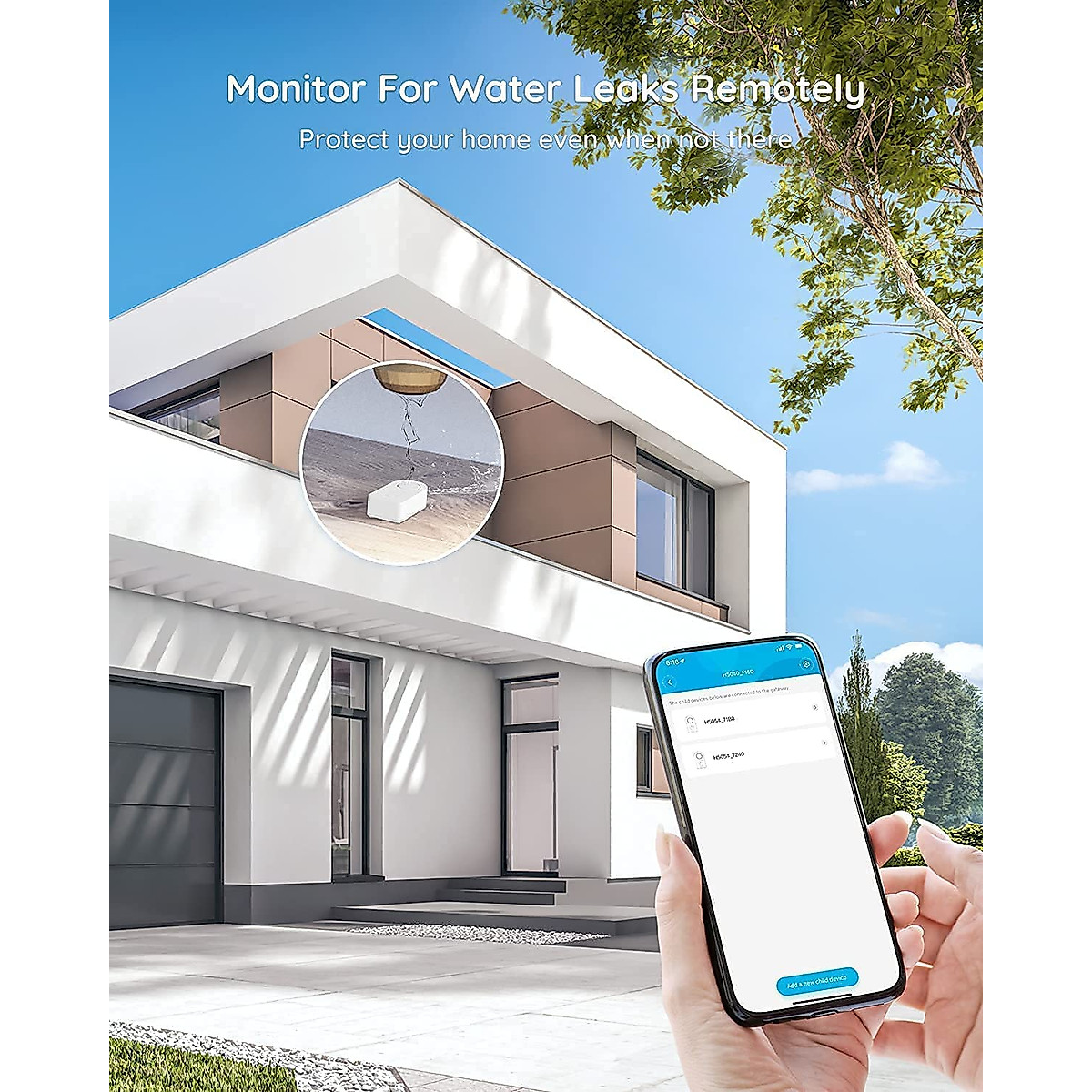 Govee Water Detectors 7 Pack Sensor with 100dB Adjustable Audio Alarm Bundle with Govee WiFi Smart Gateway with Alert Email & APP Push for Home Bedrooms