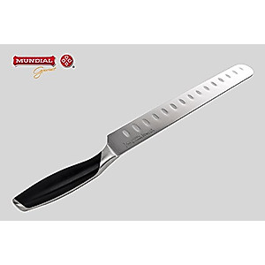 Mundial Titan 3427-11GE 11" Hollow Granton Edge Slicing Knife, Black Handle with Plastic Protective Sheath