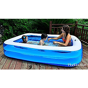 Amocane Inflatable Swimming Pool, L79 x W59 x H20 in, Family Swimming Pool with Electric Air Pump( Included ), for Backyard, Garden, Water Party