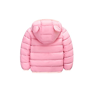 HILEELANG Toddler Baby Girl Winter Puffer Coat Hooded Light Weight Padded Cotton Outwear Jacket Coat Pink 18 M