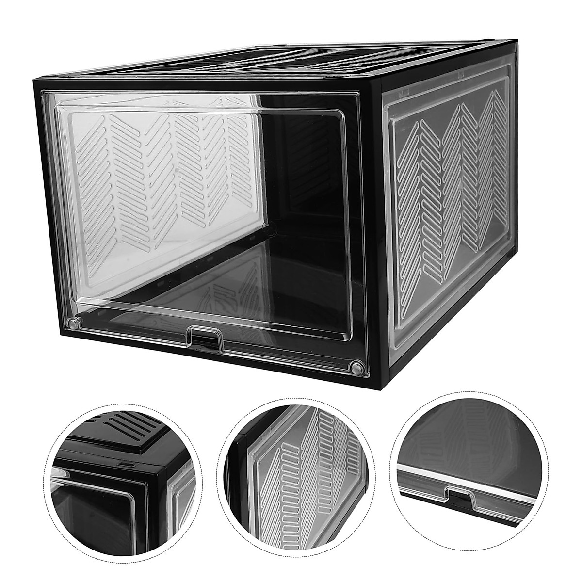 EXQUIMEUBLE 2pcs Boxes Foldable Shoe Box Sneakers Shoe Stand Shoes Shoe Containers Shoe Rack Organizer Shoe Rack for Closet Shoe Boxes with Lids Shoe Storage Clamshell Plastic Large Showcase