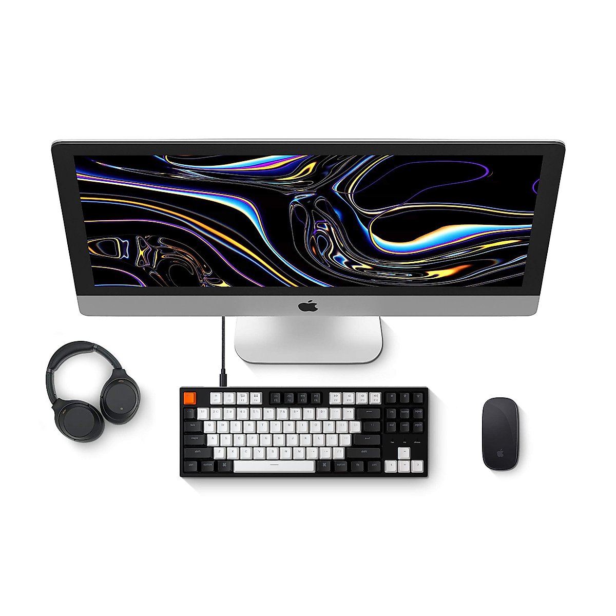 Keychron C1 Mac Layout Wired Mechanical Keyboard, Gateron G Pro Red Switch, Tenkeyless 87 Keys ABS keycaps Computer Keyboard for Windows PC Laptop, White Backlight, USB-C Type-C Cable