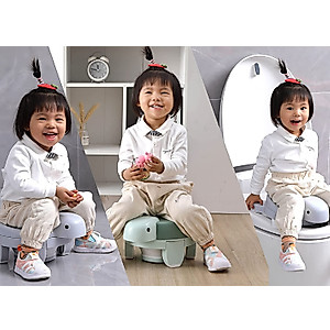 Rezlli 4 in-1 Potty Training Toilet, Portable Potty Training Seat for Toddler Travel, Foldable Baby Travel Potty with 20 Disposable Potty Liners Carry Bags (Grey)